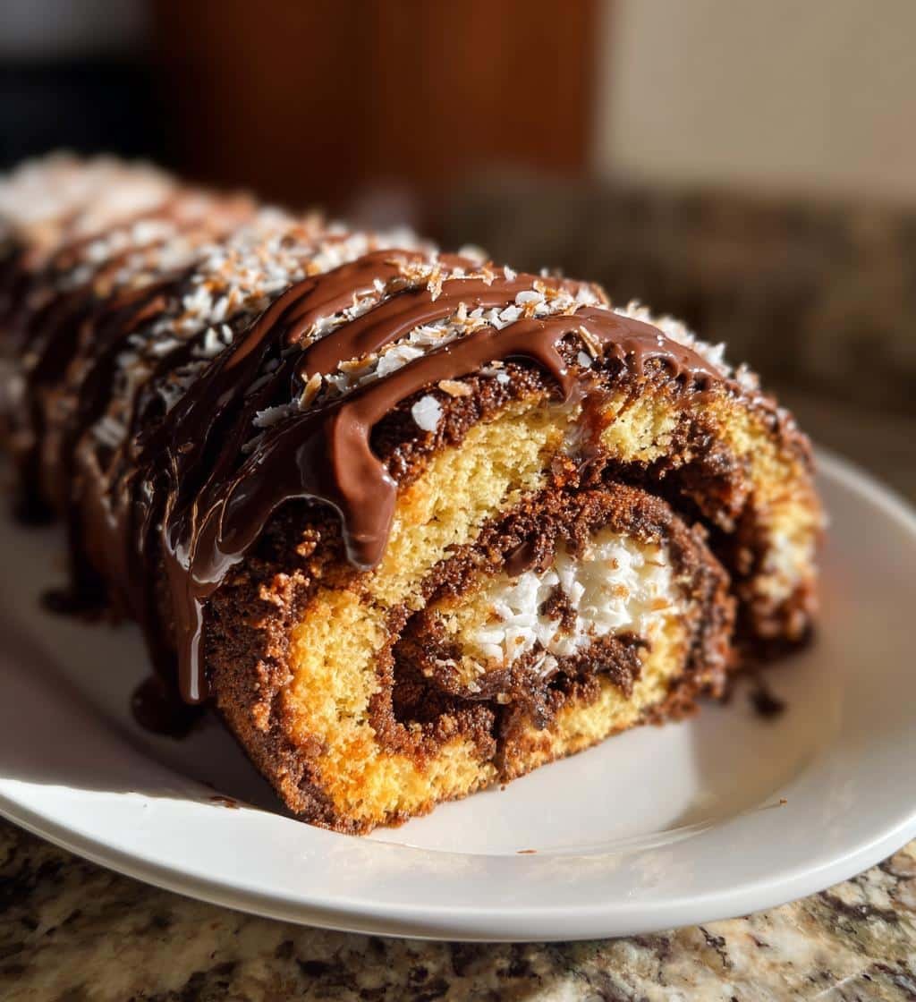 Irresistible German Chocolate Coconut Pecan Roll Cake in 15 Minutes ...