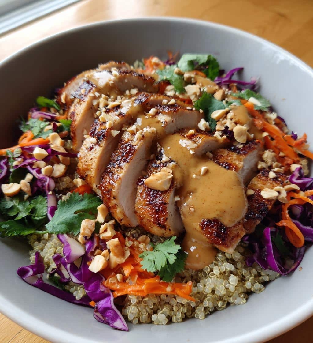 35-Minute Thai Peanut Chicken Buddha Bowl You'll Crave - olerecipes.com